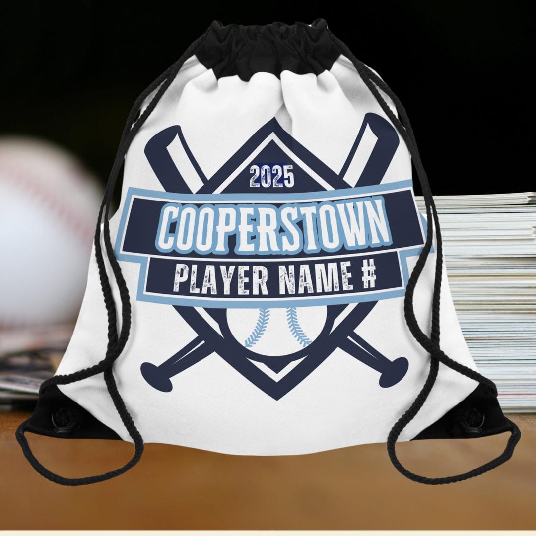 Personalized Baseball Drawstring Bag Custom Cooperstown Cinch Bag Light ...