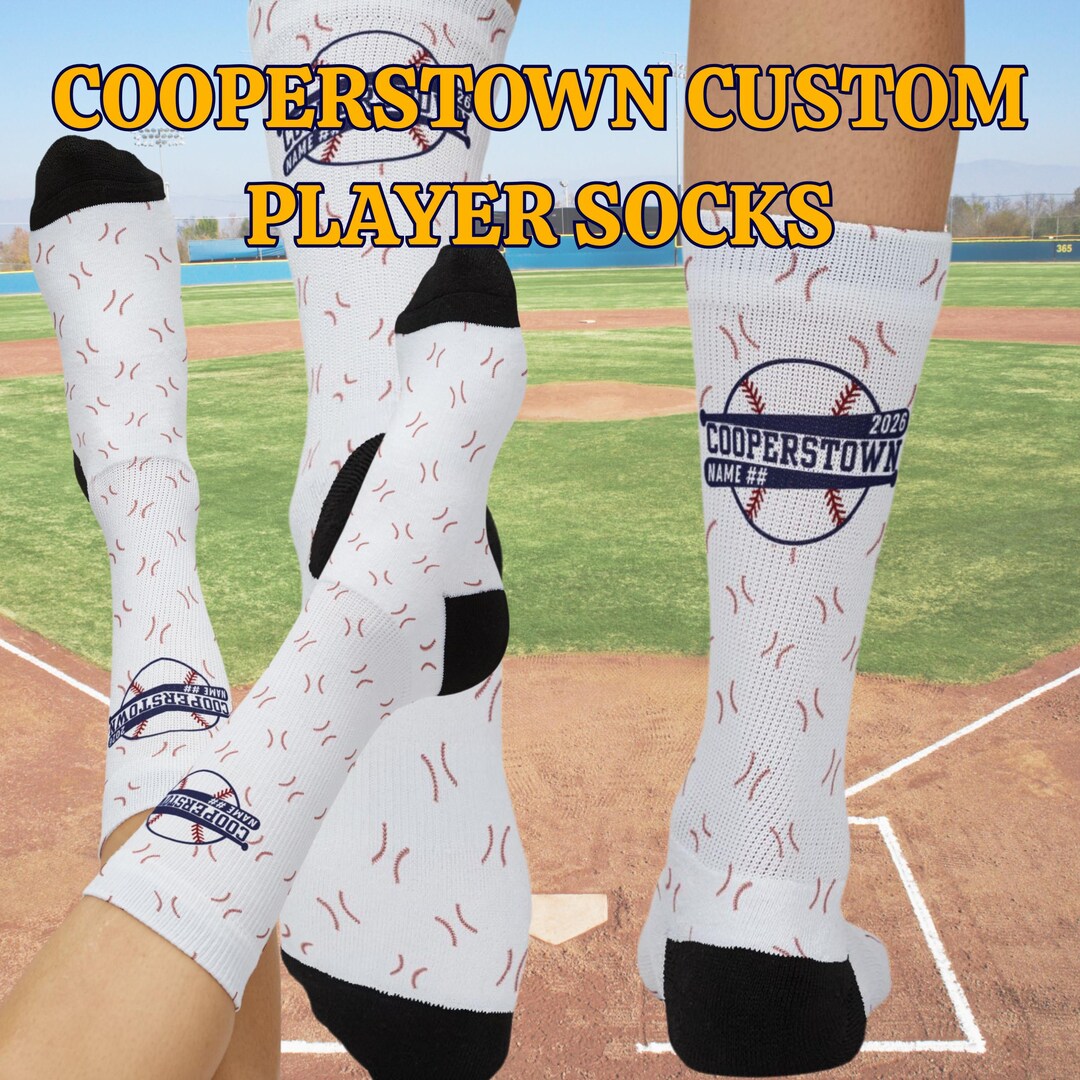 Personalized Cooperstown Baseball Logo Socks Custom Player Name Team ...