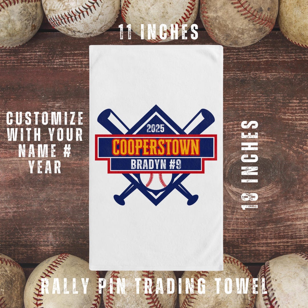 Personalized Cooperstown Baseball Pin Trading Towel Rally Towel for ...