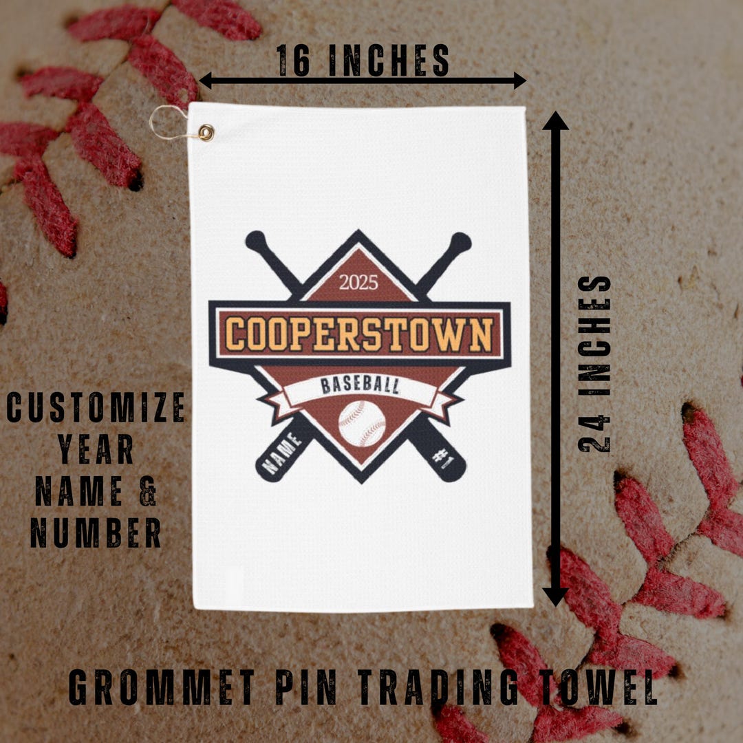 Personalized Cooperstown Baseball Pin Trading Towel Custom Name and ...