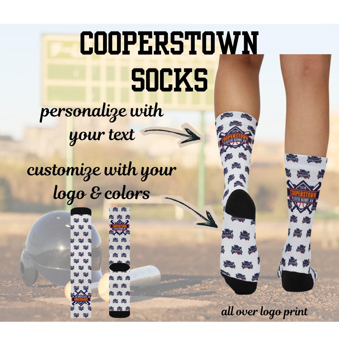 Custom Cooperstown Baseball Logo Socks Swag Bag Gifts Cooperstown ...