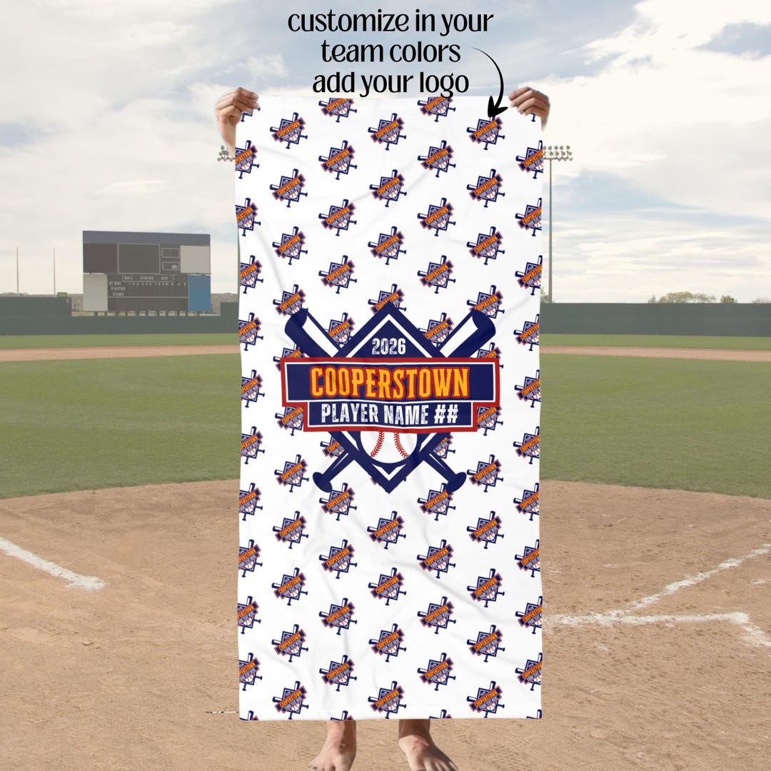 Personalized Cooperstown Baseball Logo Beach Towel Dreams Park Team ...