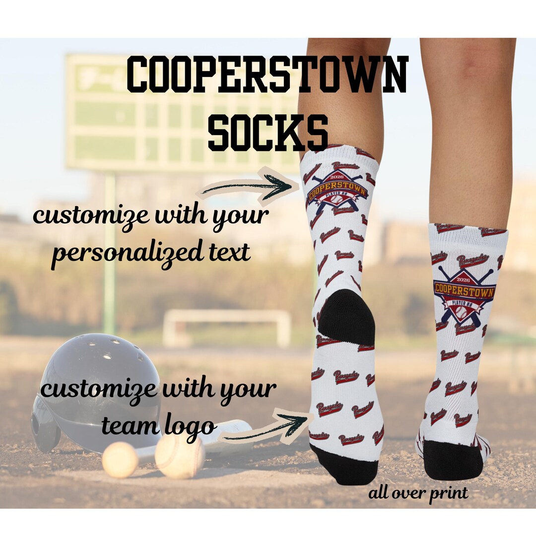 Personalized Cooperstown Baseball Logo Socks Custom Player Name Team ...