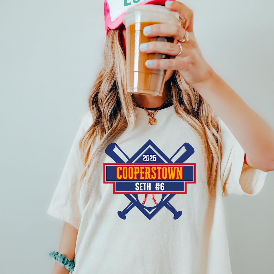 Cooperstown Baseball Shirt Custom Name & Year Baseball Bat Tournament ...