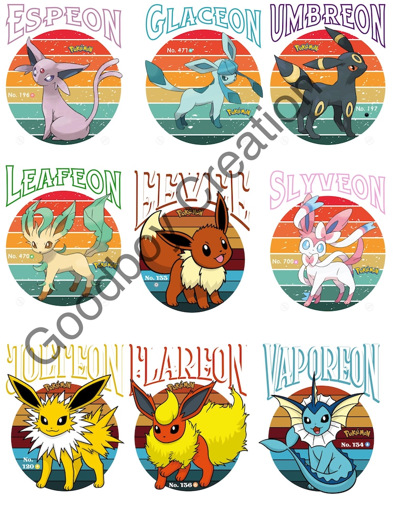 Eevee Evolution Image Template - Etsy