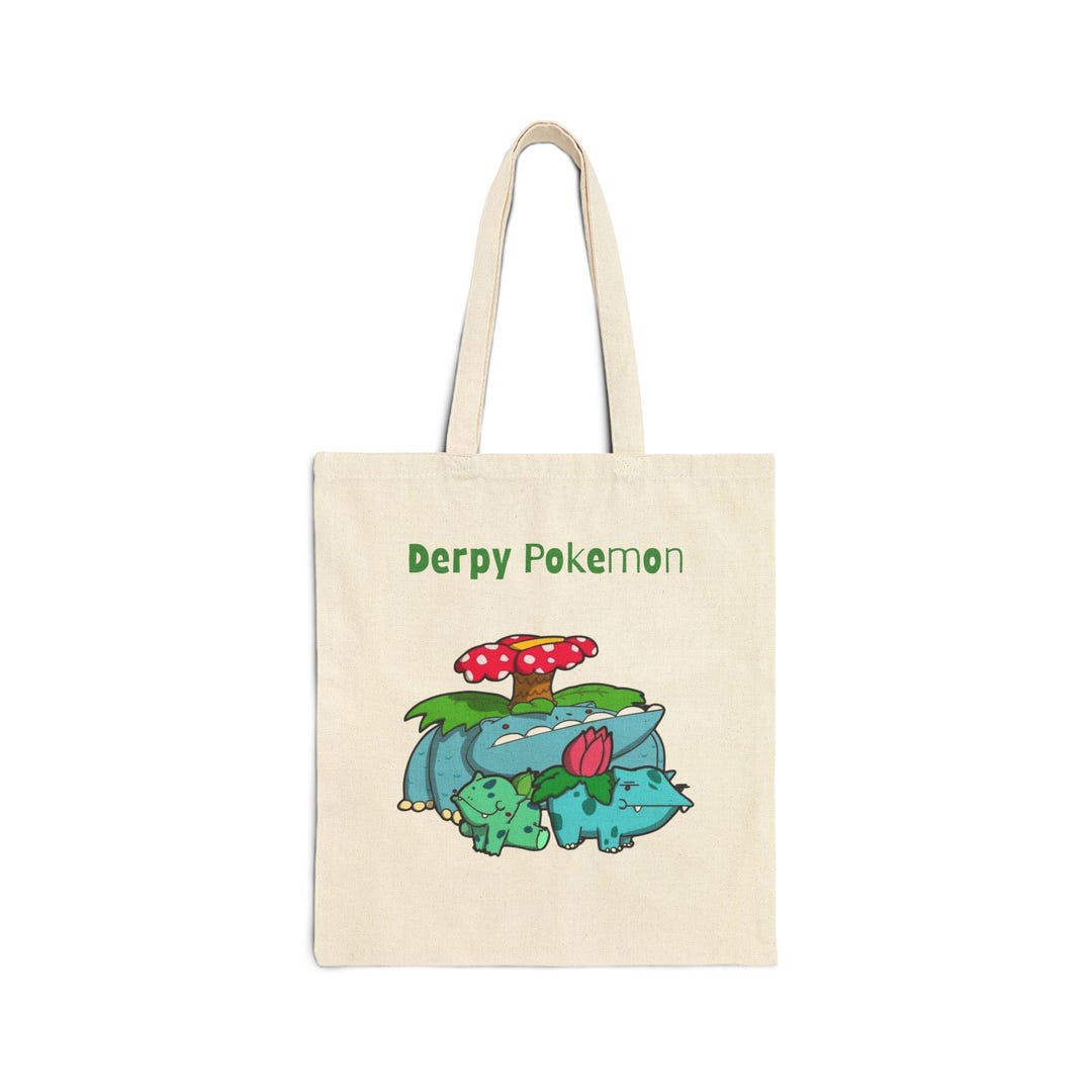 Derpy Venusaur Squad Cotton Canvas Tote Bag – Funny Reusable Shopping ...