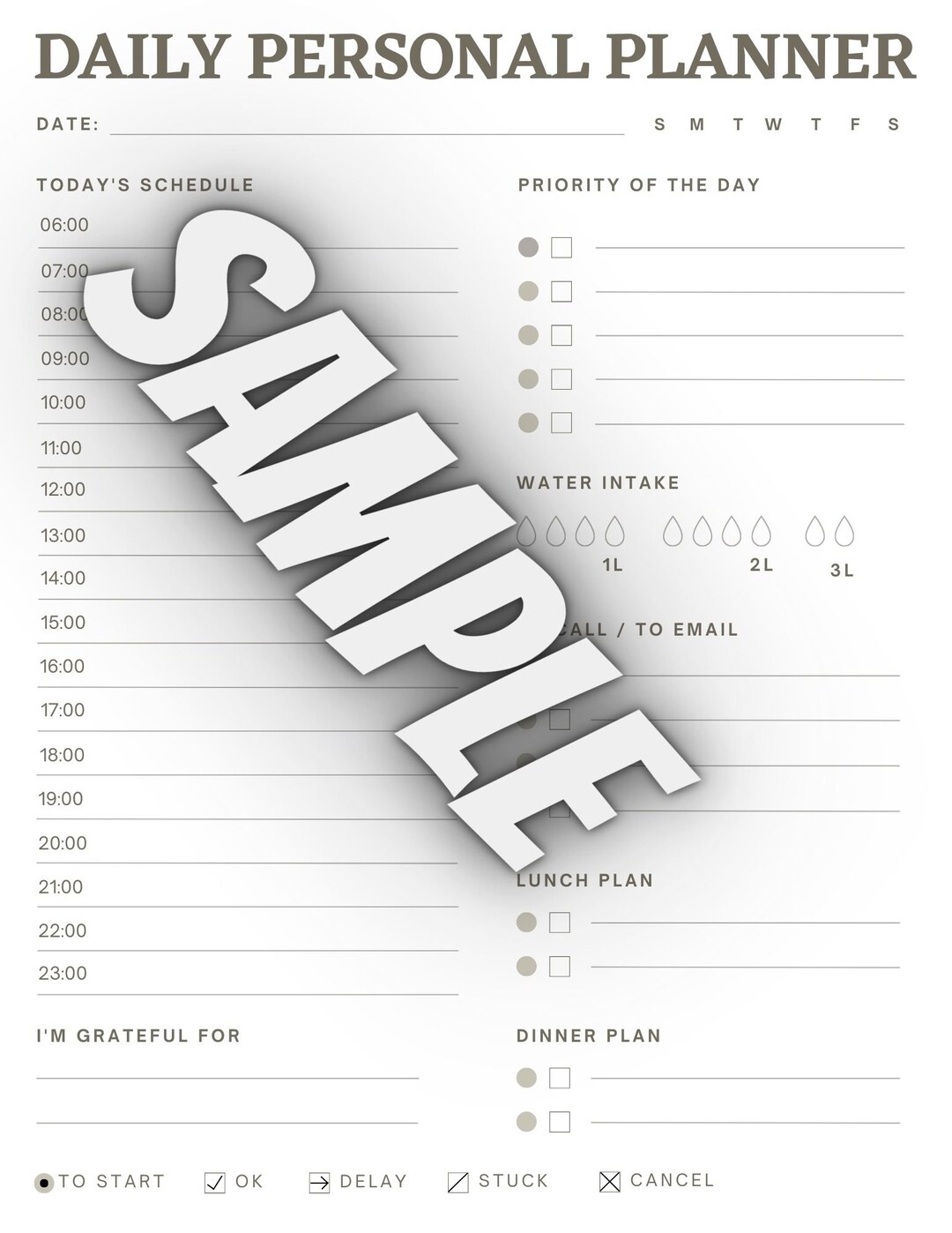 Undated Printable Daily Planner - Etsy