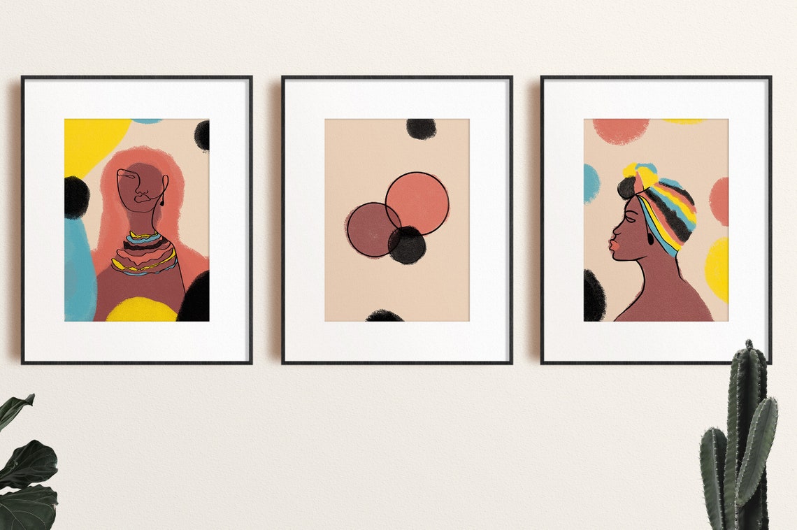 Art Print African Line Art Design Wall Art Minimalistic Wallpaper ...