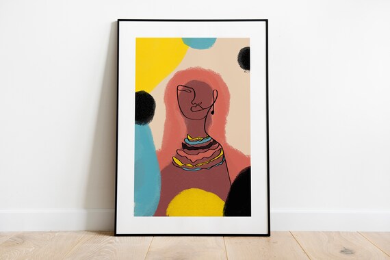 Art Print African Line Art Design Wall Art Minimalistic | Etsy