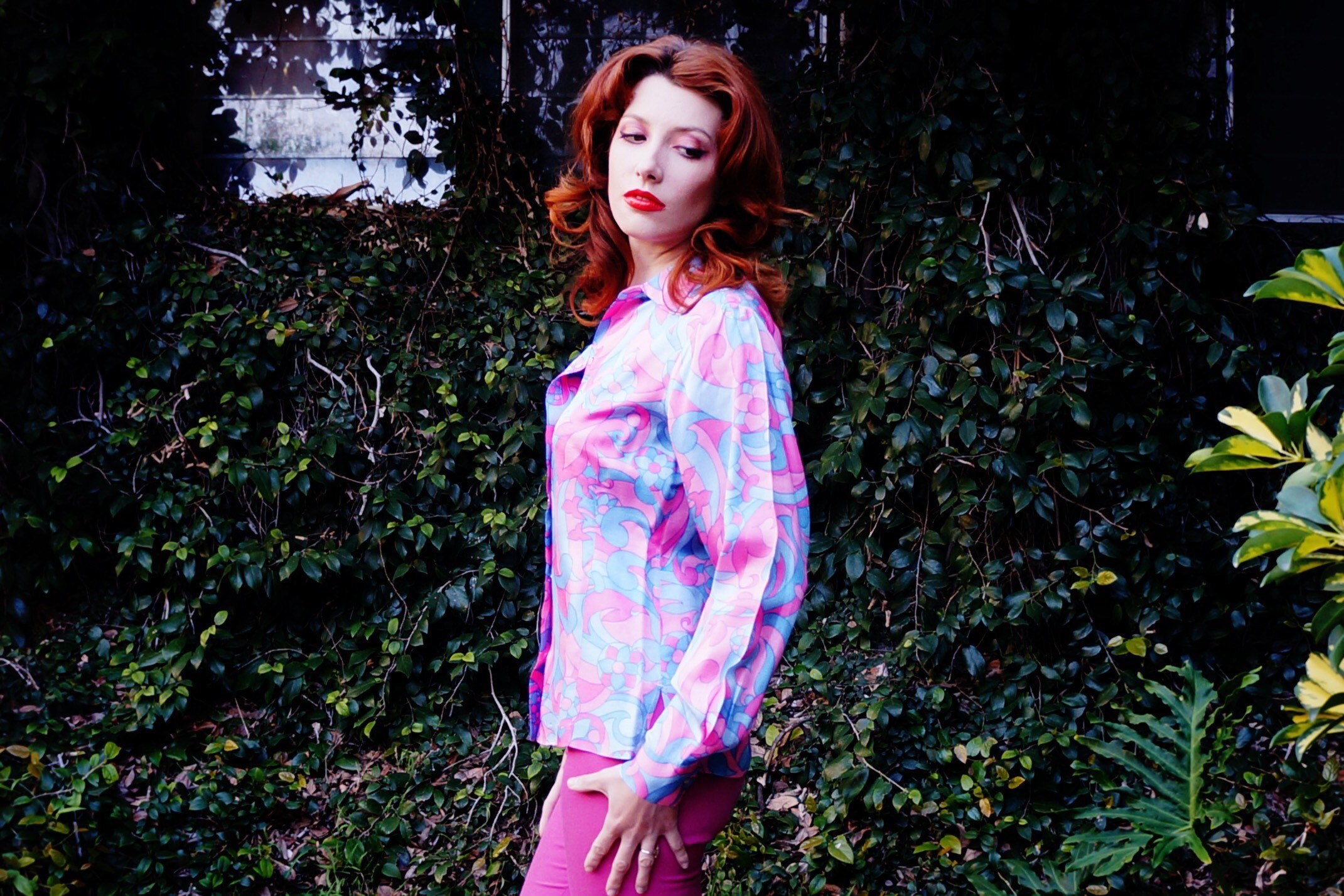 1960s Psychedelic Western Shirt / 1960s Silk Novelty Print Blouse ...