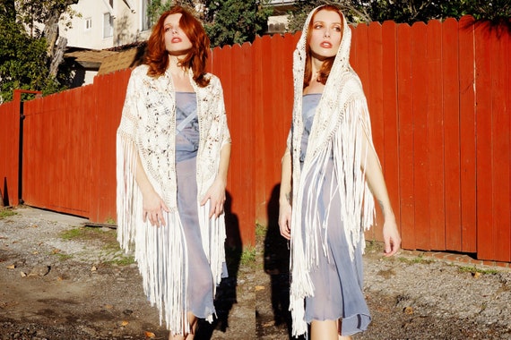 RARE Victorian White Silk Rayon Ribbon Shawl / Victor… - Gem