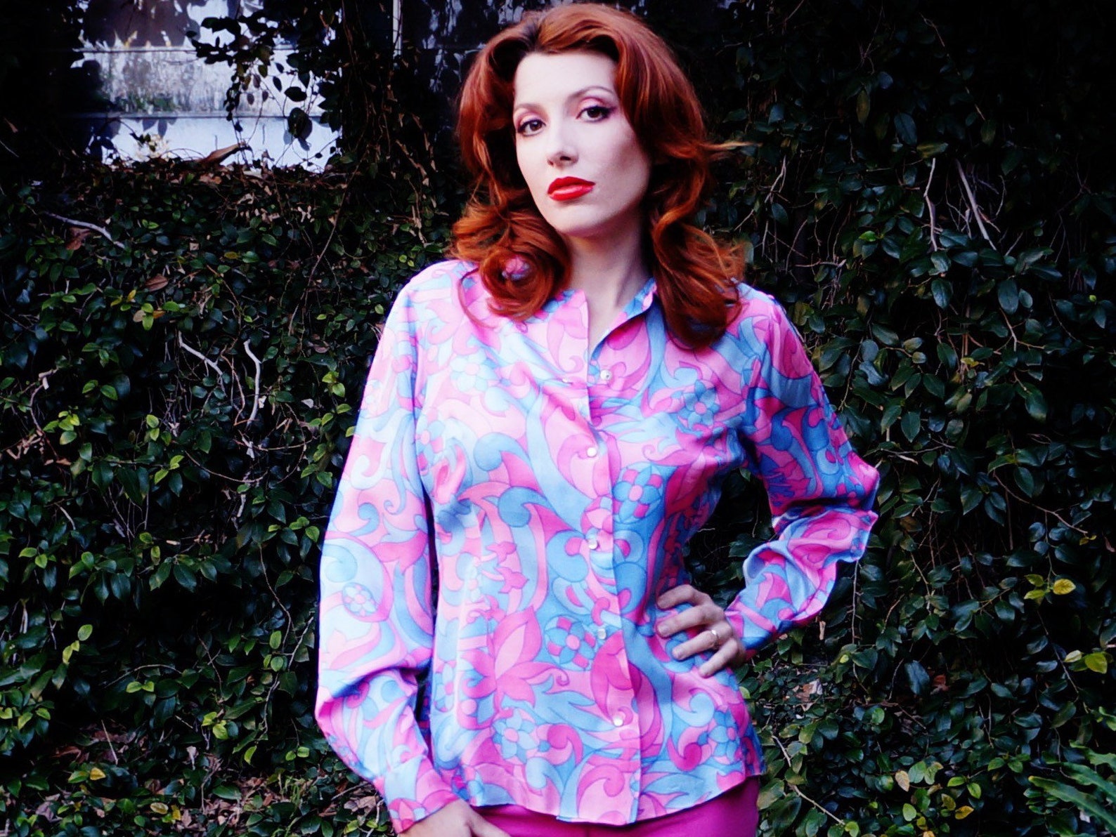 1960s Psychedelic Western Shirt / 1960s Silk Novelty Print Blouse ...