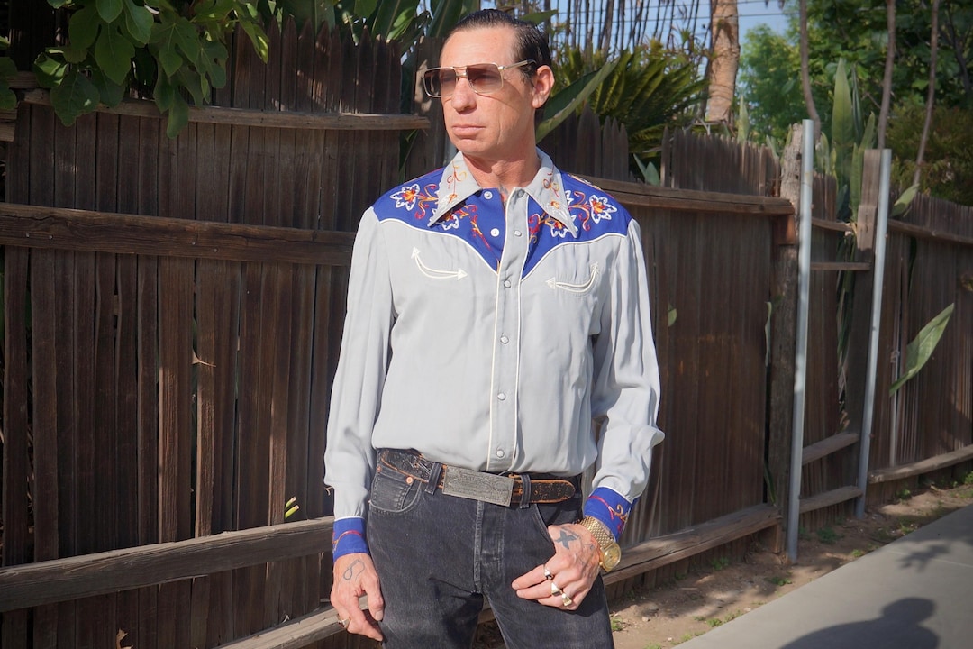 1950s California Ranchwear Shirt / 50s Gabardine Western Shirt / 1950s ...
