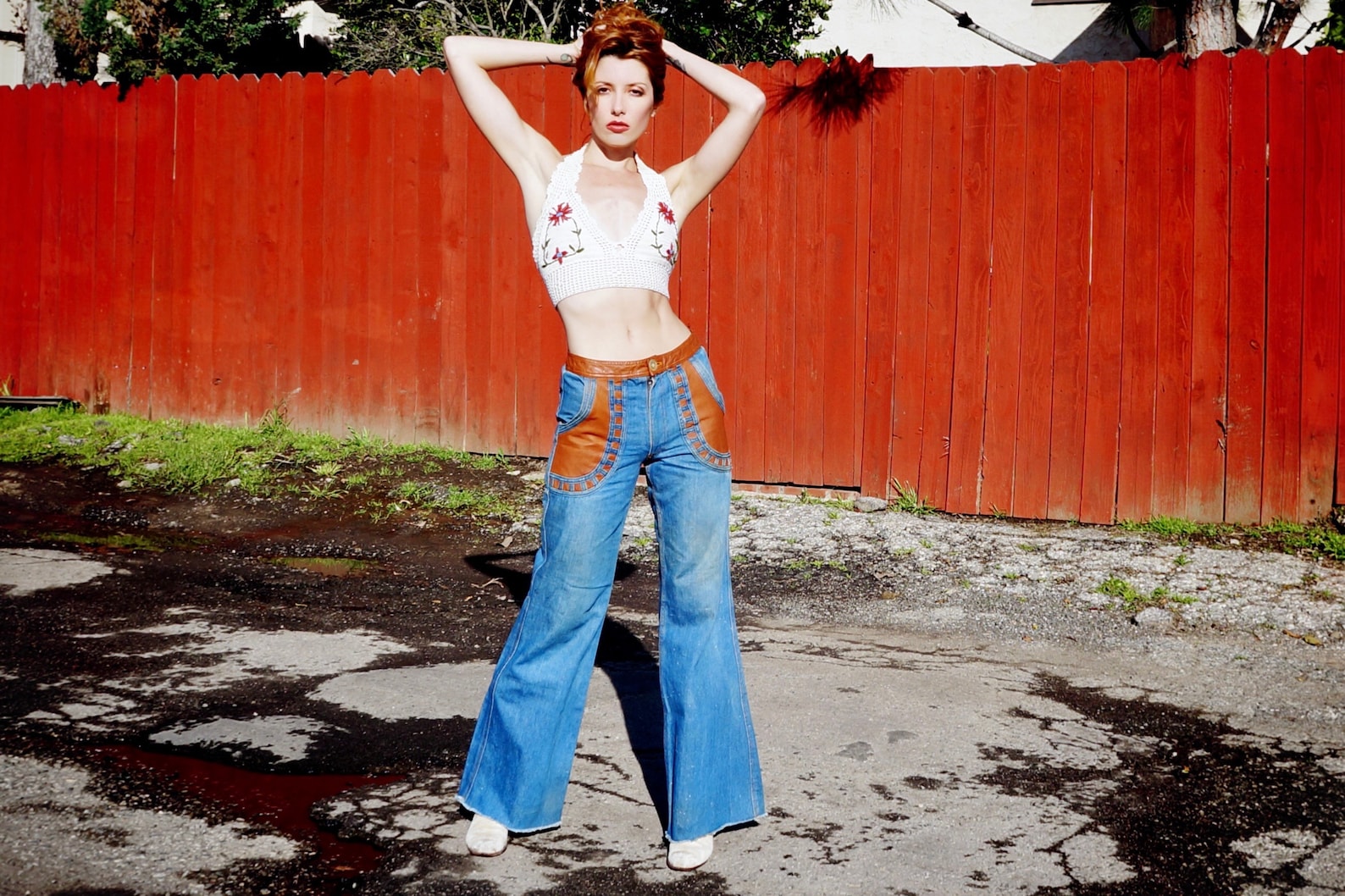 1970s Bell Bottom Jeans With Leather Trim / 1970s Leather Trim Jeans - Etsy