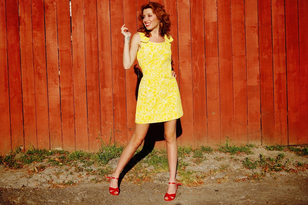 1960s Yellow Mini Dress Large Size / 1960s Summer Mini Dress / 1960s ...