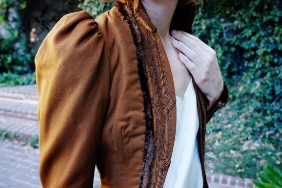 RESERVED Victorian Brown Wool Tailcoat with Sheared B… - Gem