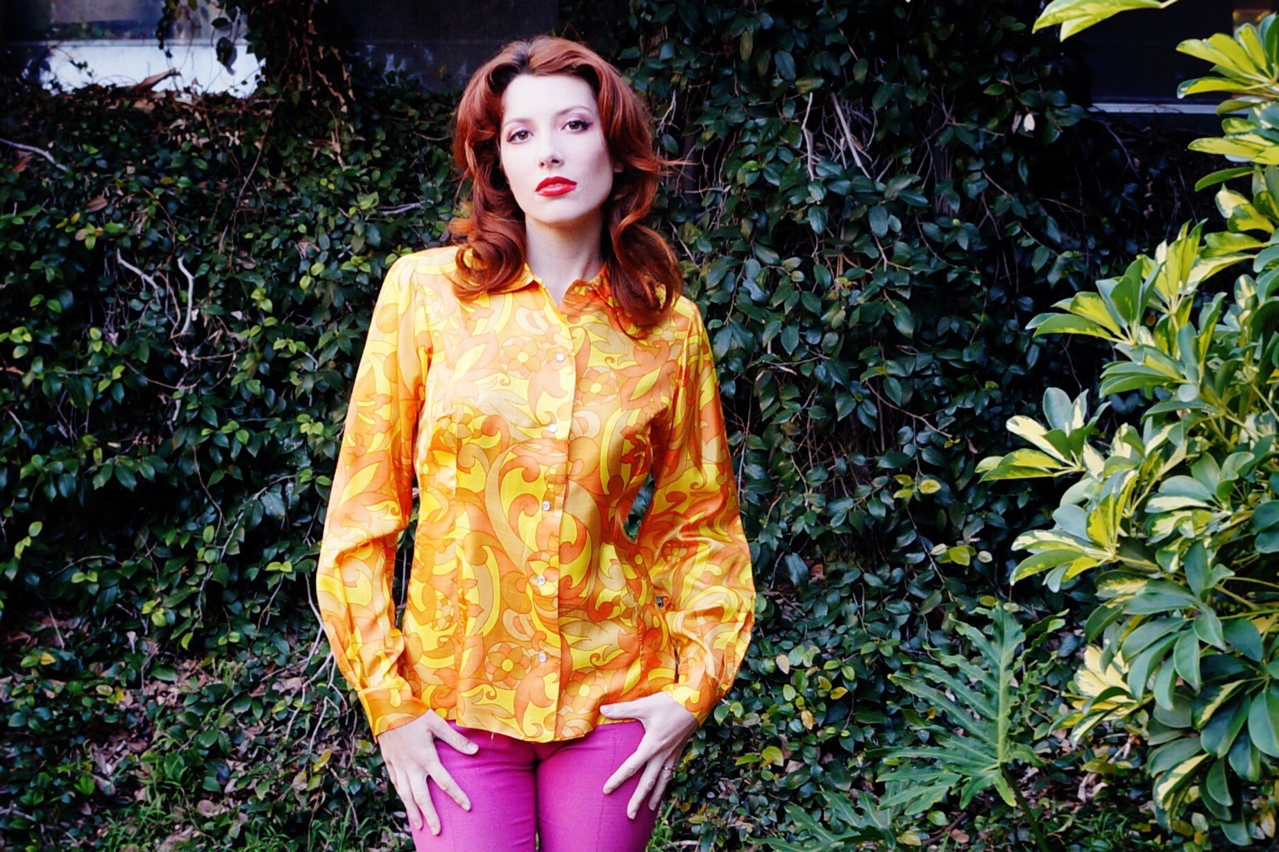 1960s Psychedelic Western Shirt / 1960s Silk Novelty Print Blouse ...