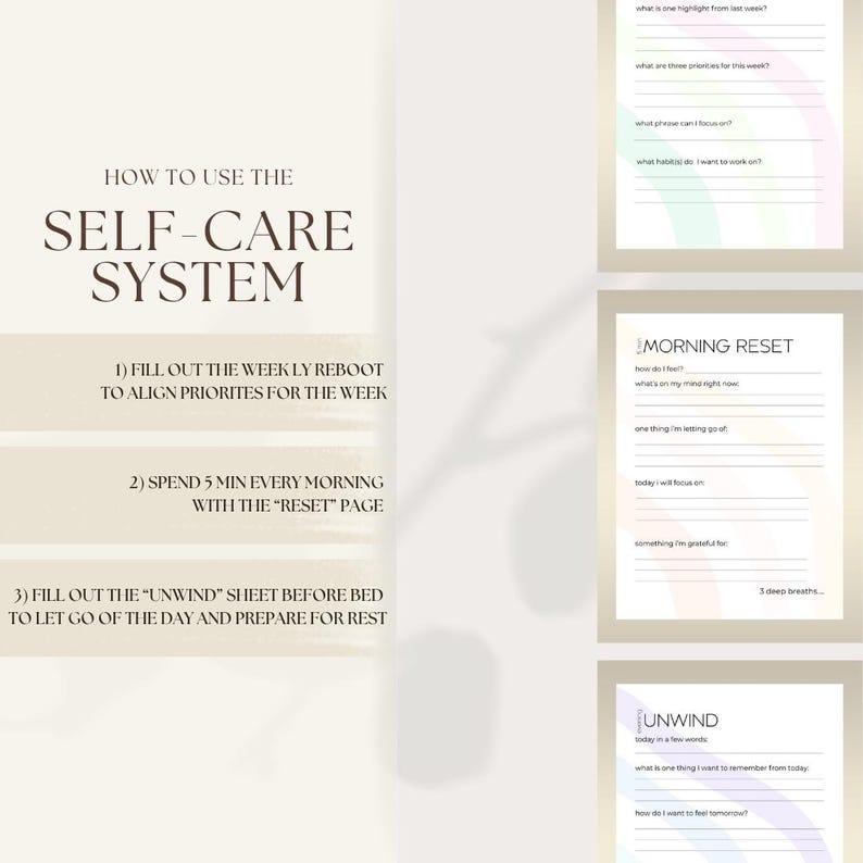 Printable Self-care Bundle for Moms – 5-minute Morning Reset, Weekly ...
