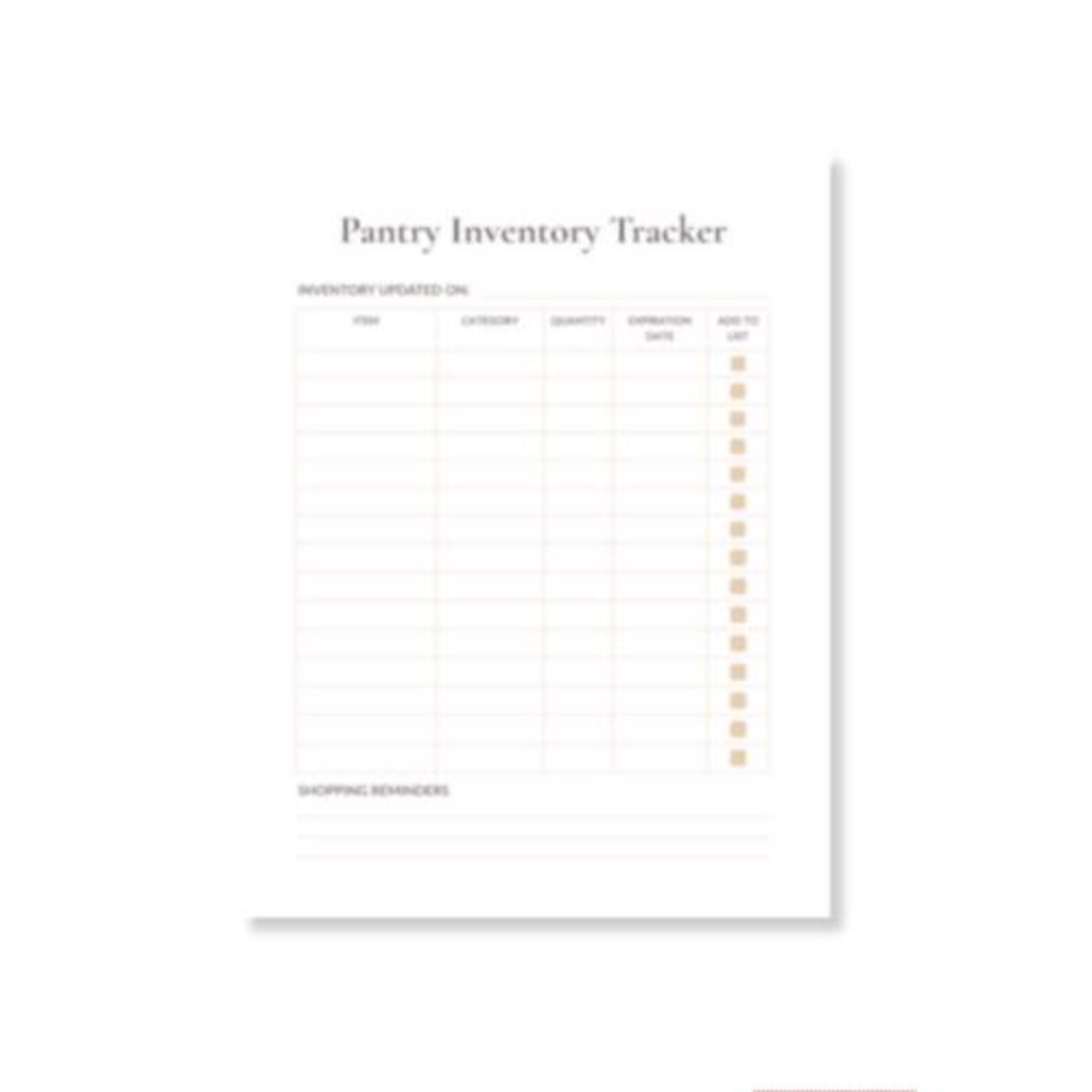 Pantry Inventory Tracker Printable | Kitchen Organization Planner ...