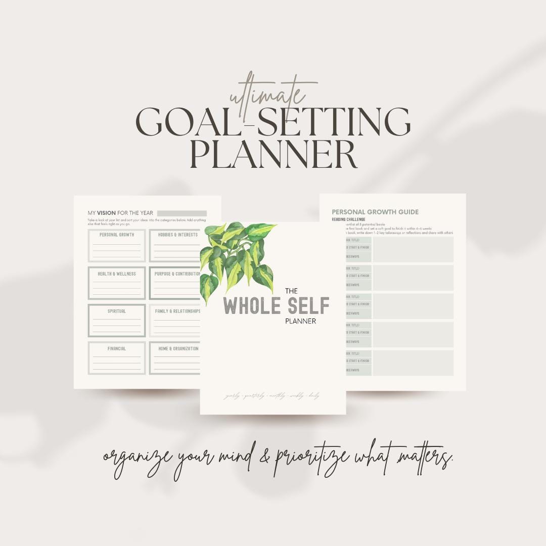 Printable Whole Self Planner: Goal Setting & Habit Tracker (PDF ...
