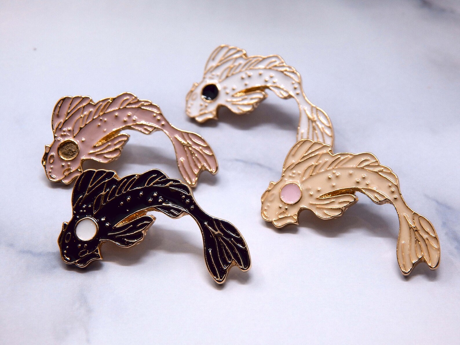 Koi Fish Metal Pin Buttons - Etsy