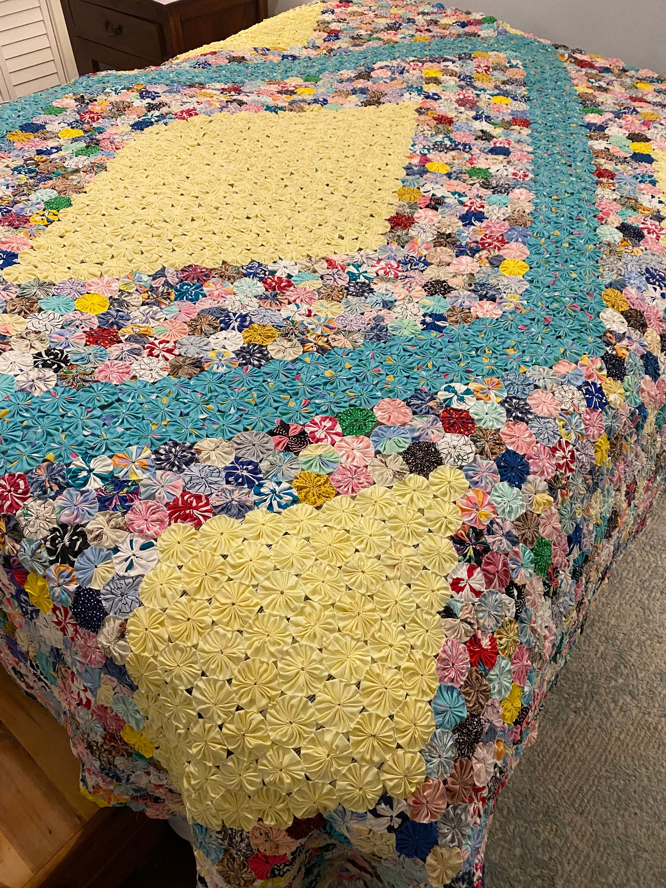 Vintage Yo-yo Quilt - Etsy