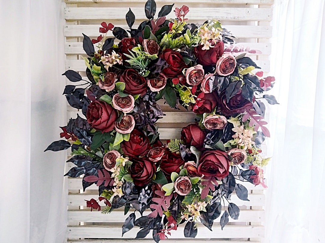 Gothic Halloween Burgundy Red Black Flower Roses Fall Autumn - Etsy