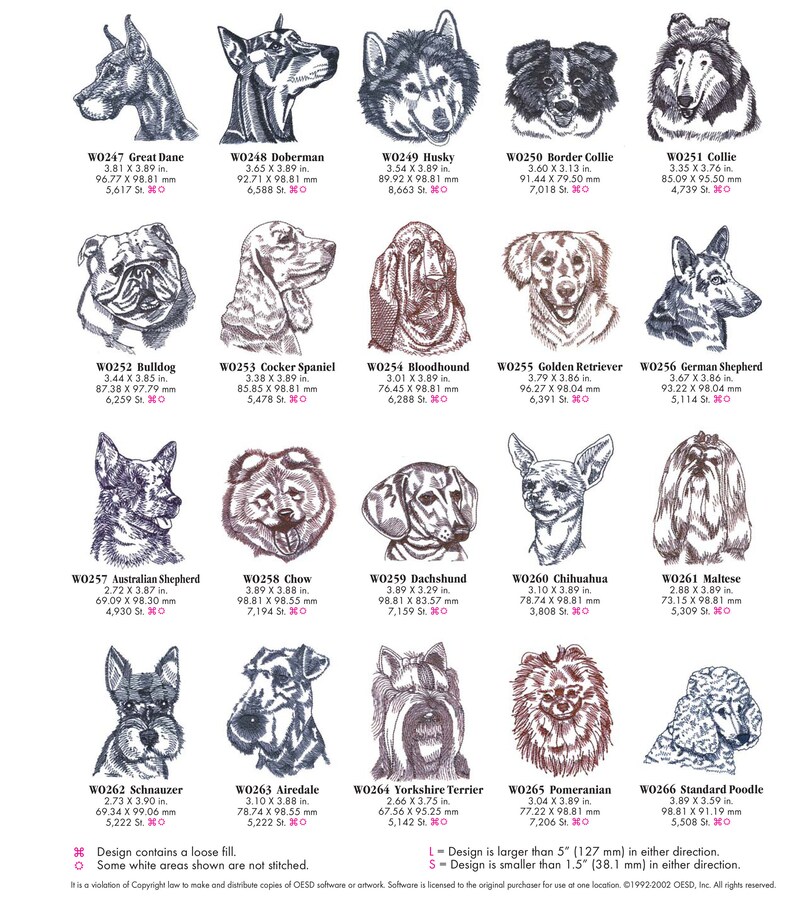 Dogs 20 Dog Breeds Machine Embroidery Design Dogs Design | Etsy