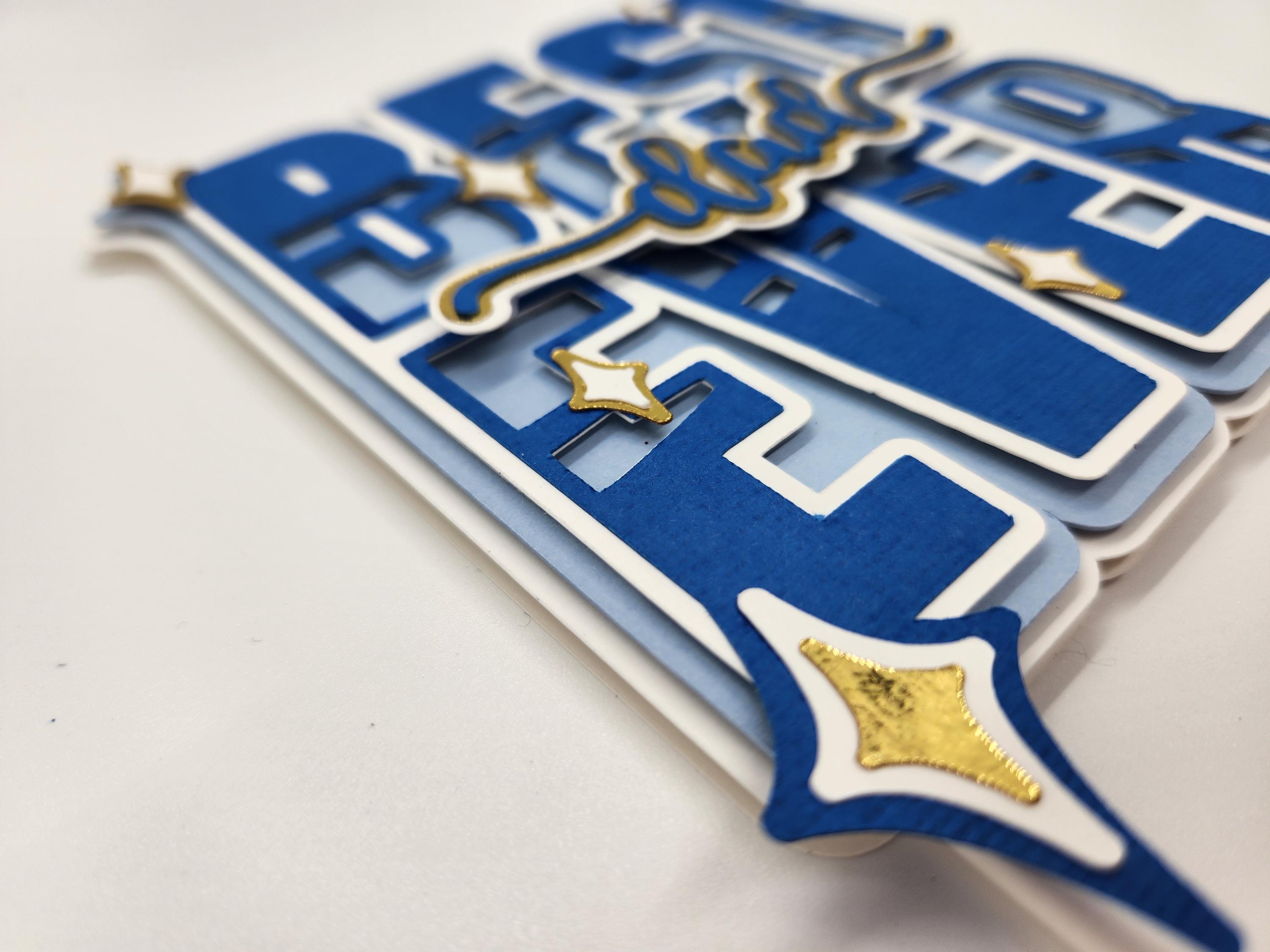 Best Dad Ever Cake Topper – Father's Day Cake Decoration – Blue & Gold ...