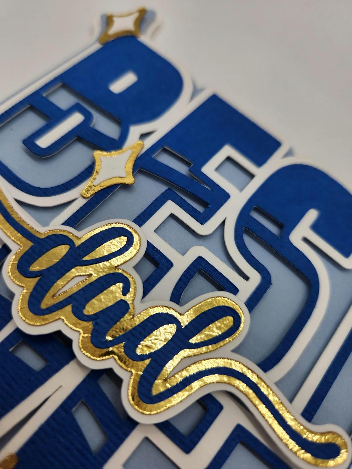 Best Dad Ever Cake Topper – Father's Day Cake Decoration – Blue & Gold ...
