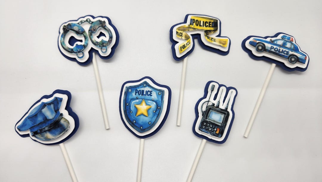 Law Enforcement Cupcake Toppers – Police Themed, 6 Designs, Layered ...