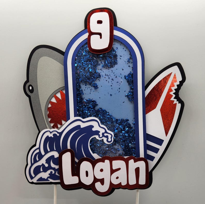 Beach Ocean Shark Jaws Shaker 3D Cake Topper Custom Personalized Party ...