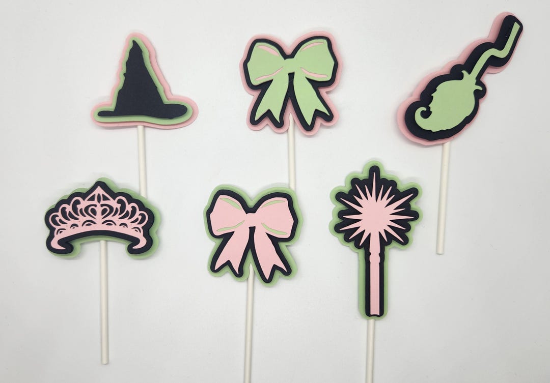 Witch-themed Pastel Pink and Green Cupcake Toppers Party Decor - Etsy