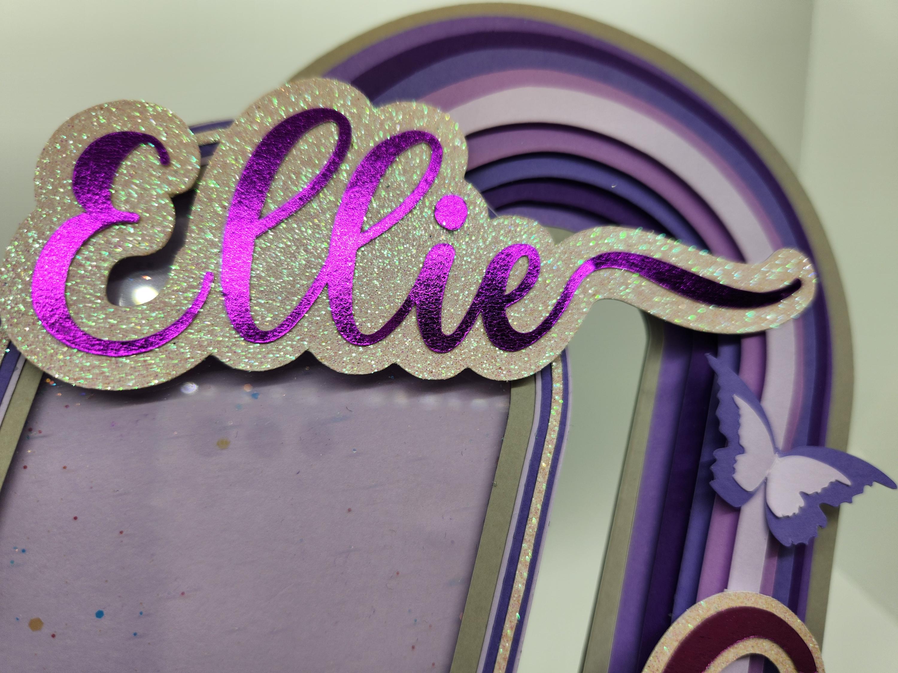 Purple Boho Rainbow Arch Shaker Butterfly Cake Topper Custom ...