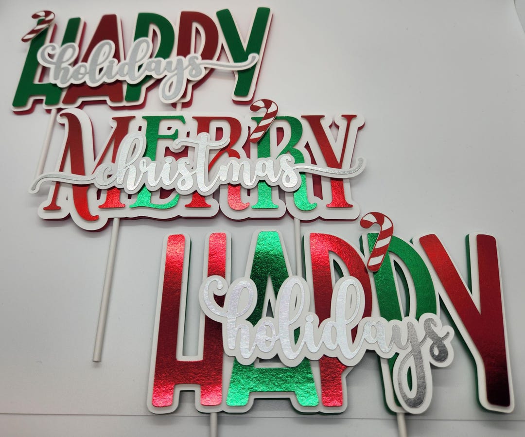 Foil Cardstock Christmas Cake Topper: Happy Holidays Party Decor - Etsy