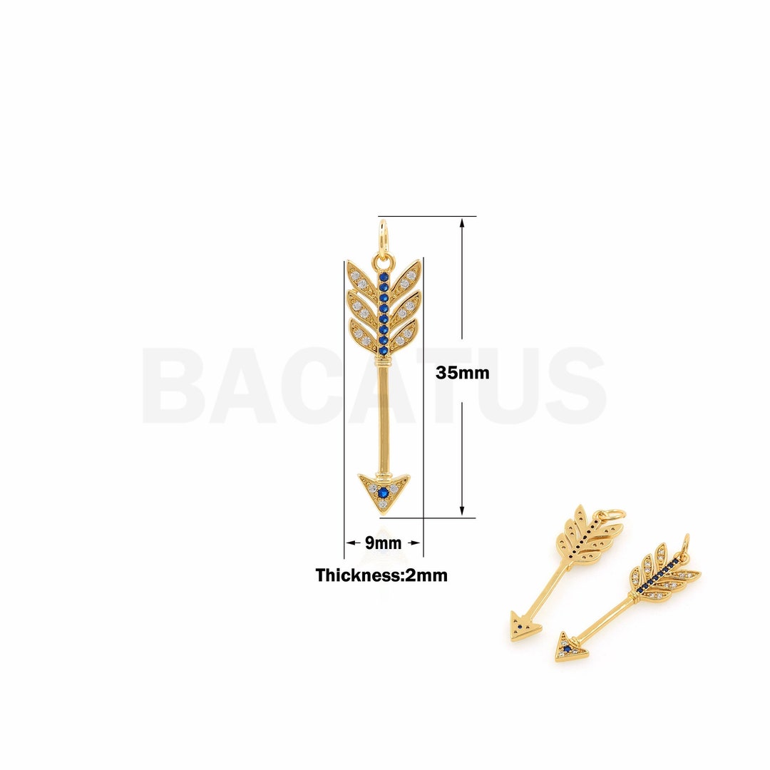 1PCS 18K Gold Filled Arrow Charm Micro-pave DIY Jewelry Making Arrow ...