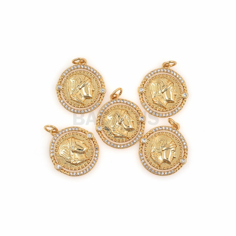 1PCS Round Portrait Pendant 18K Gold-filled Portrait Coin Medal Pendant ...