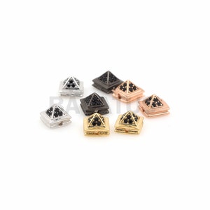 1PCS CZ Pyramid Triangle Beads, Pyramid Spacer Beads, Pyramid Charm ...