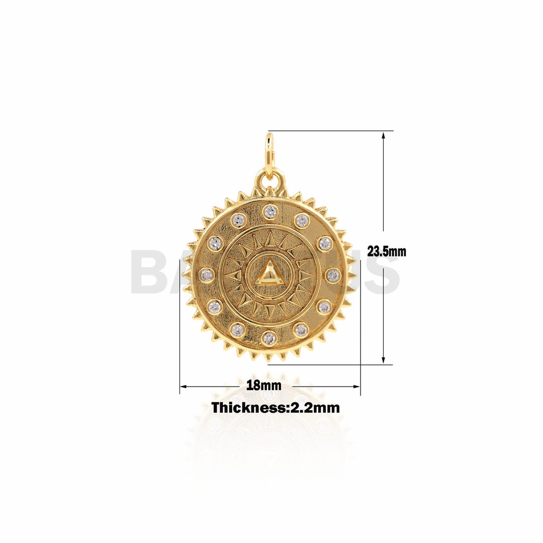 1PCS Pyramid Medal Pendant, 18K Gold-plated Medal Pendant, Gold Plated ...