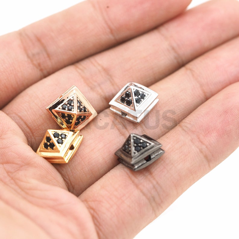 1PCS CZ Pyramid Triangle Beads, Pyramid Spacer Beads, Pyramid Charm ...