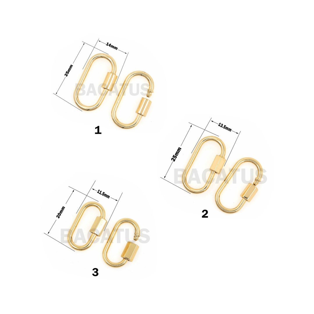 1pcs Oval Clasp Brass Carabiner, Oval Gold Clasp, Oval Screw Clasp ...