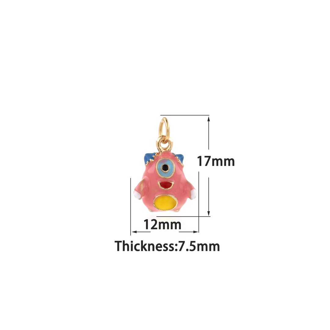 18K Gold Filled Cartoon Character Pendant,gold Dainty Enamel Charms ...