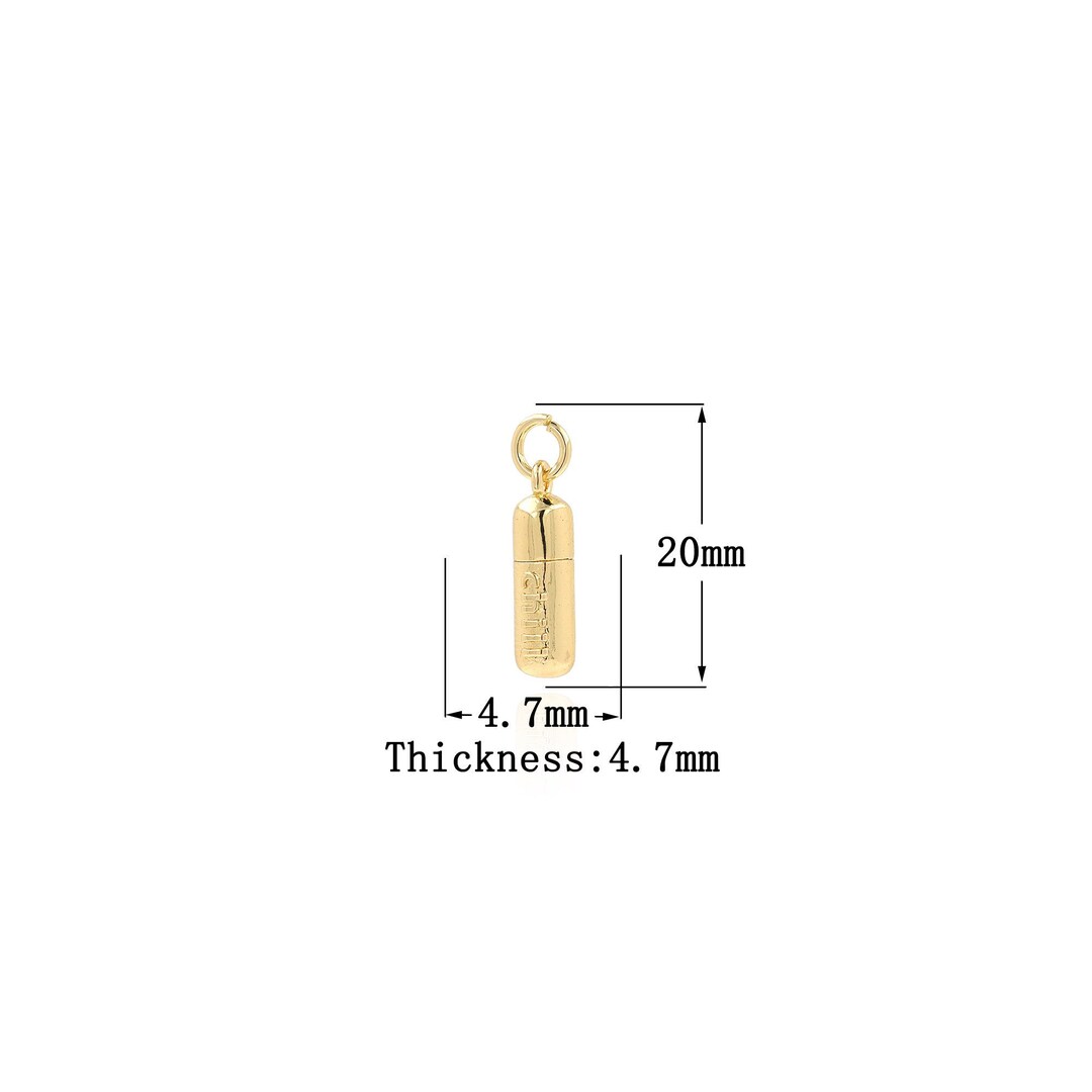 18K Gold Filled Capsule Pendant, Gold Dainty Capsule Charms,simple ...
