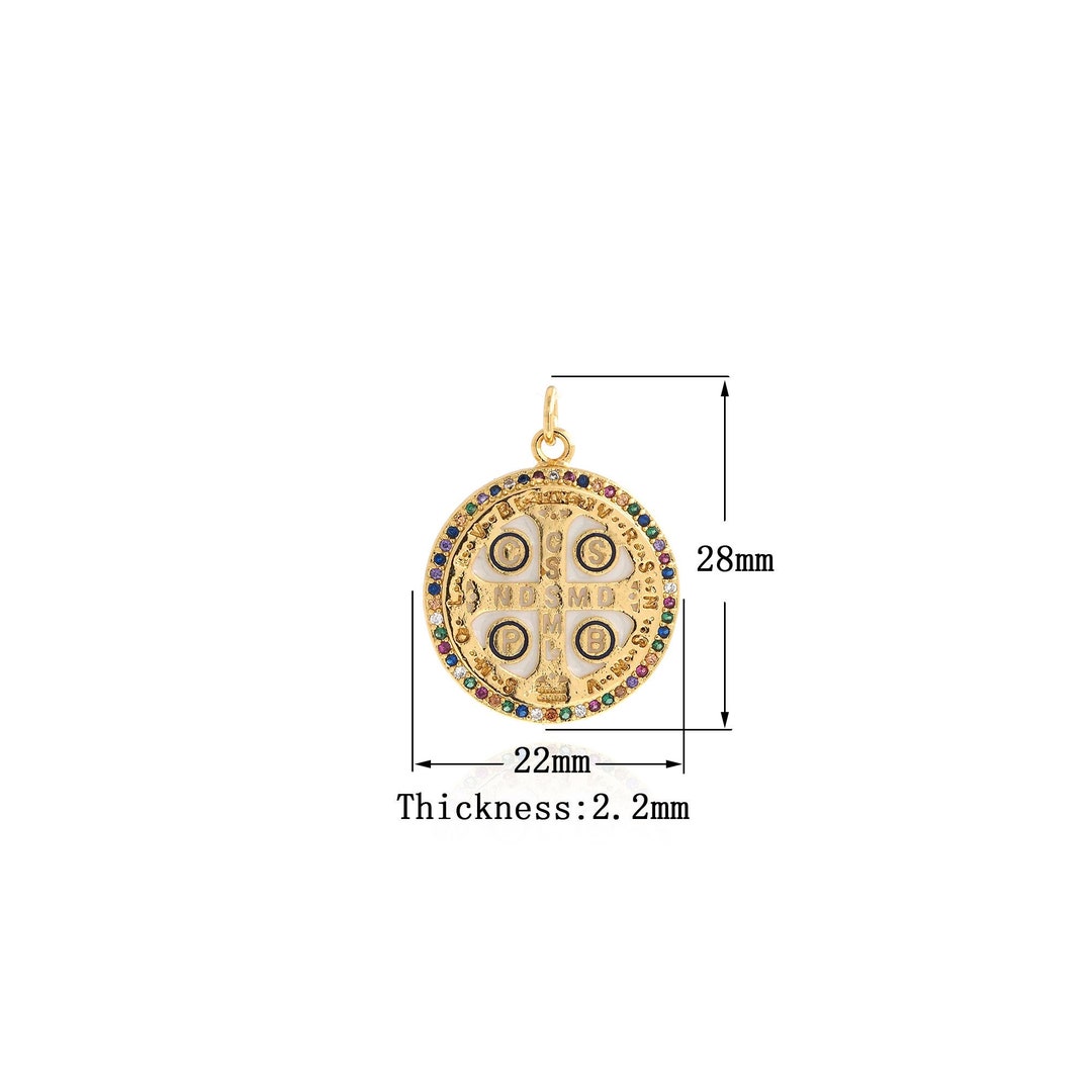 CSSML Benedictine Gold Medal Charm,18k Gold Filled Saint Benedict Cross ...