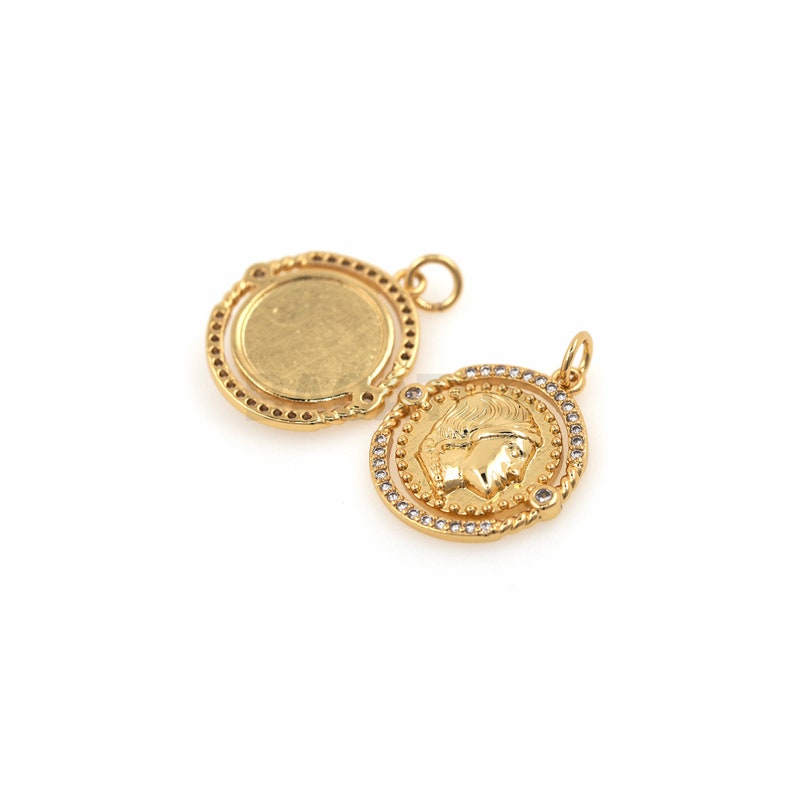 1PCS Round Portrait Pendant 18K Gold-filled Portrait Coin Medal Pendant ...