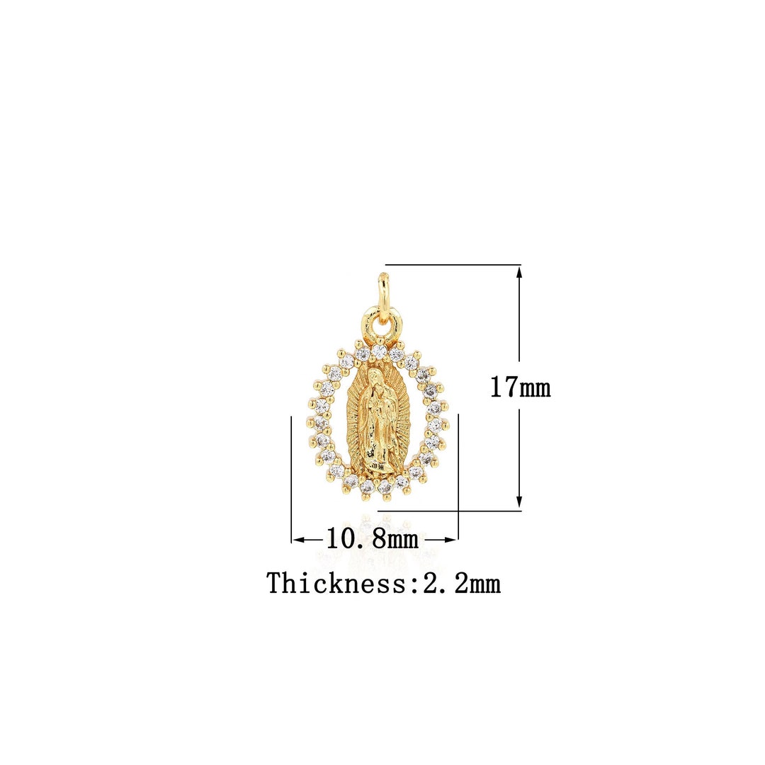 18K Gold Filled Virgin Mary Pendant,gold Dainty Religion Charms,cz ...