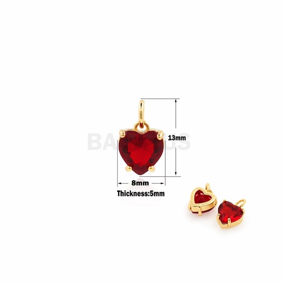 1pcs Ruby Red Crystal Necklace Heart-shaped Pendant Necklace - Etsy