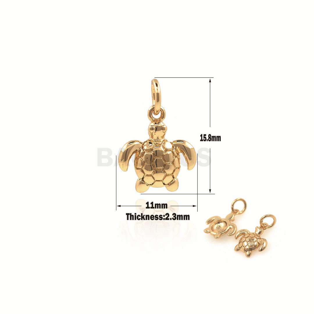 1PCS 18K Gold Filled Mini Tortoise Pendant, Metal Tortoise, Gold ...