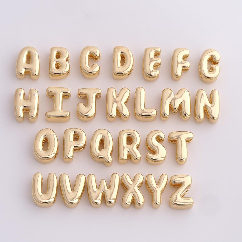 18K Gold Filled Initial Spacer Beads,gold Letter Beads, Alphabet Beads ...