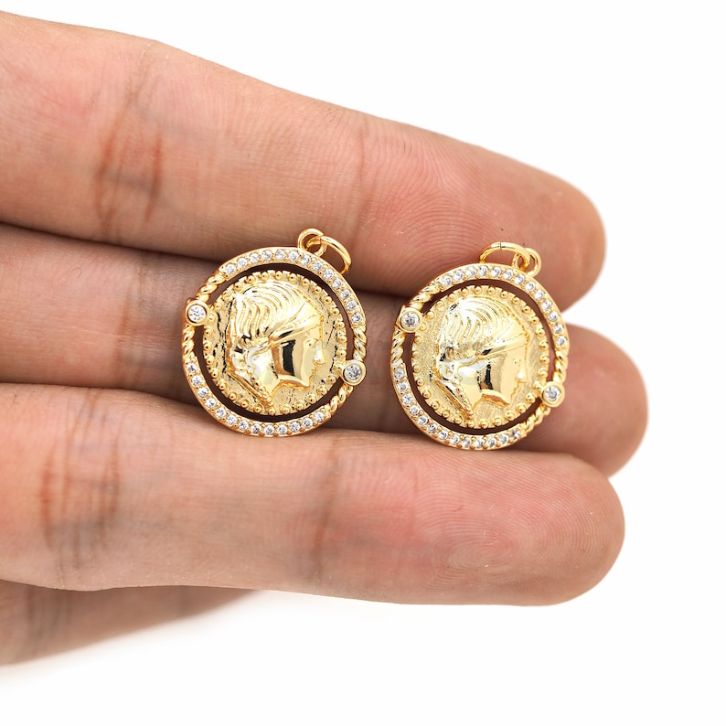 1PCS Round Portrait Pendant 18K Gold-filled Portrait Coin Medal Pendant ...